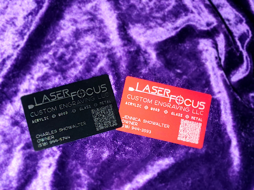 Engraved Aluminum Business Cards – Laser Focus Custom Engraving LLC